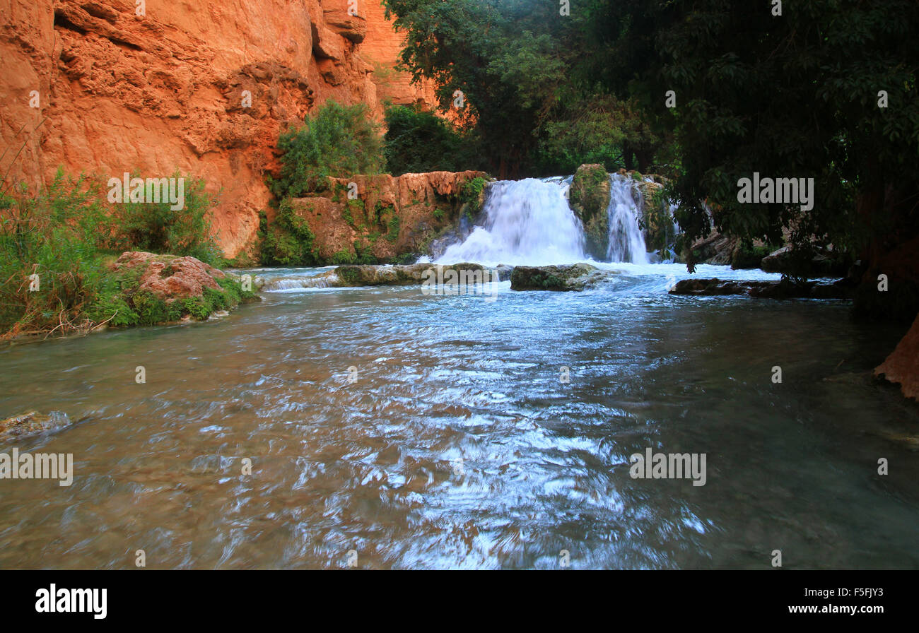 Majestic waterfalls in Havasu of the Havasupai Indian reservation of ...