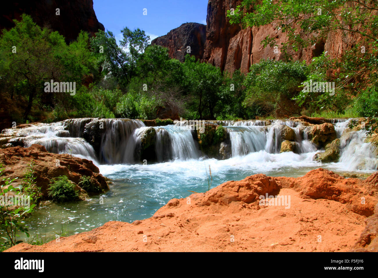 Majestic waterfalls in Havasu of the Havasupai Indian reservation of ...