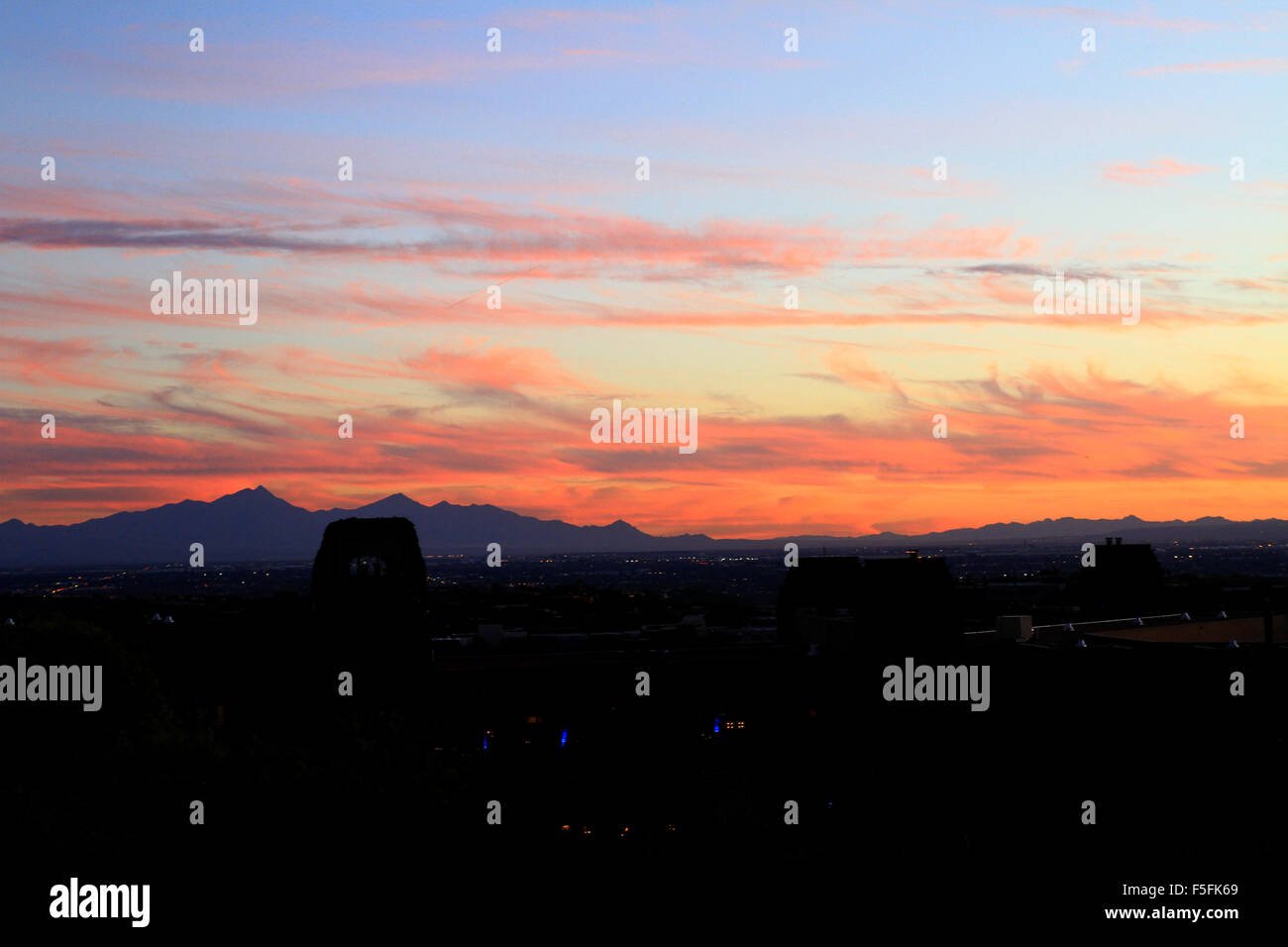 Breathtaking sunset in Tucson Arizona viewed from Ventana Canyon Stock ...