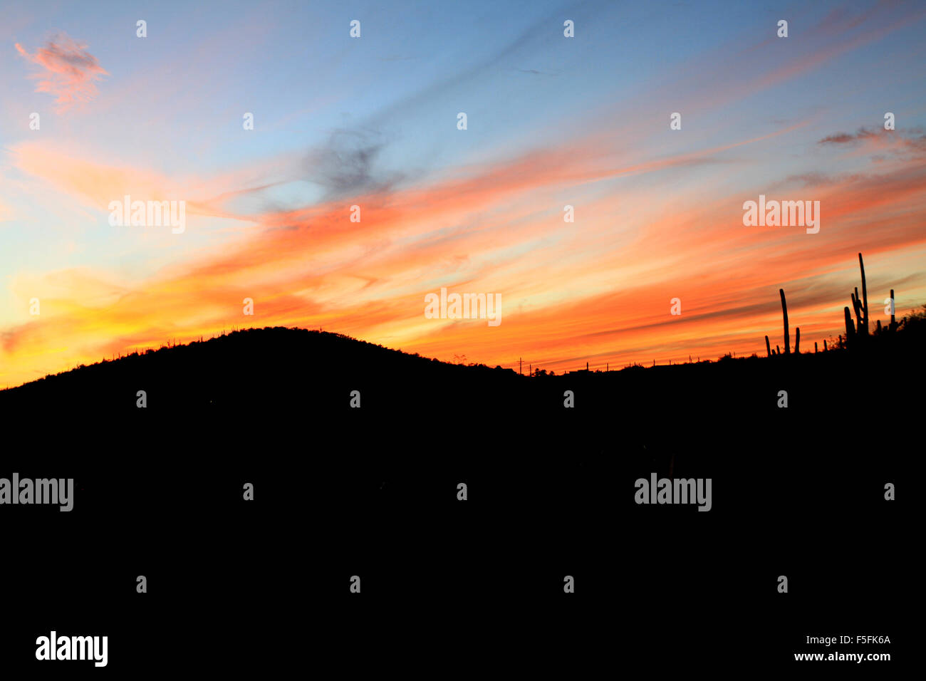 Breathtaking sunset in Tucson Arizona viewed from Ventana Canyon Stock ...
