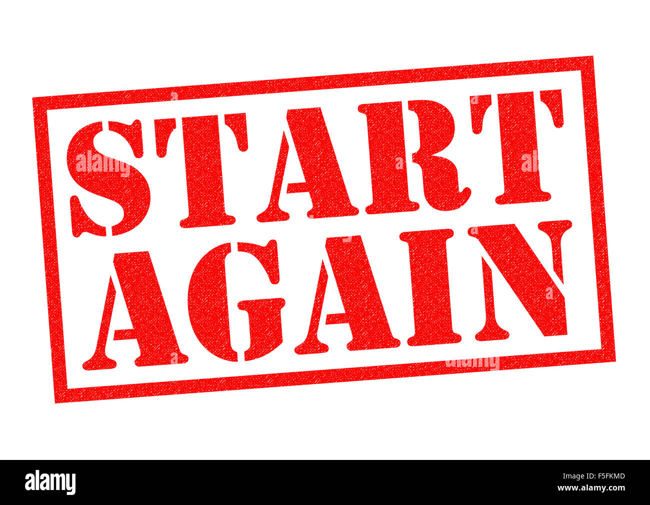 START AGAIN red Rubber Stamp over a white background Stock Photo - Alamy