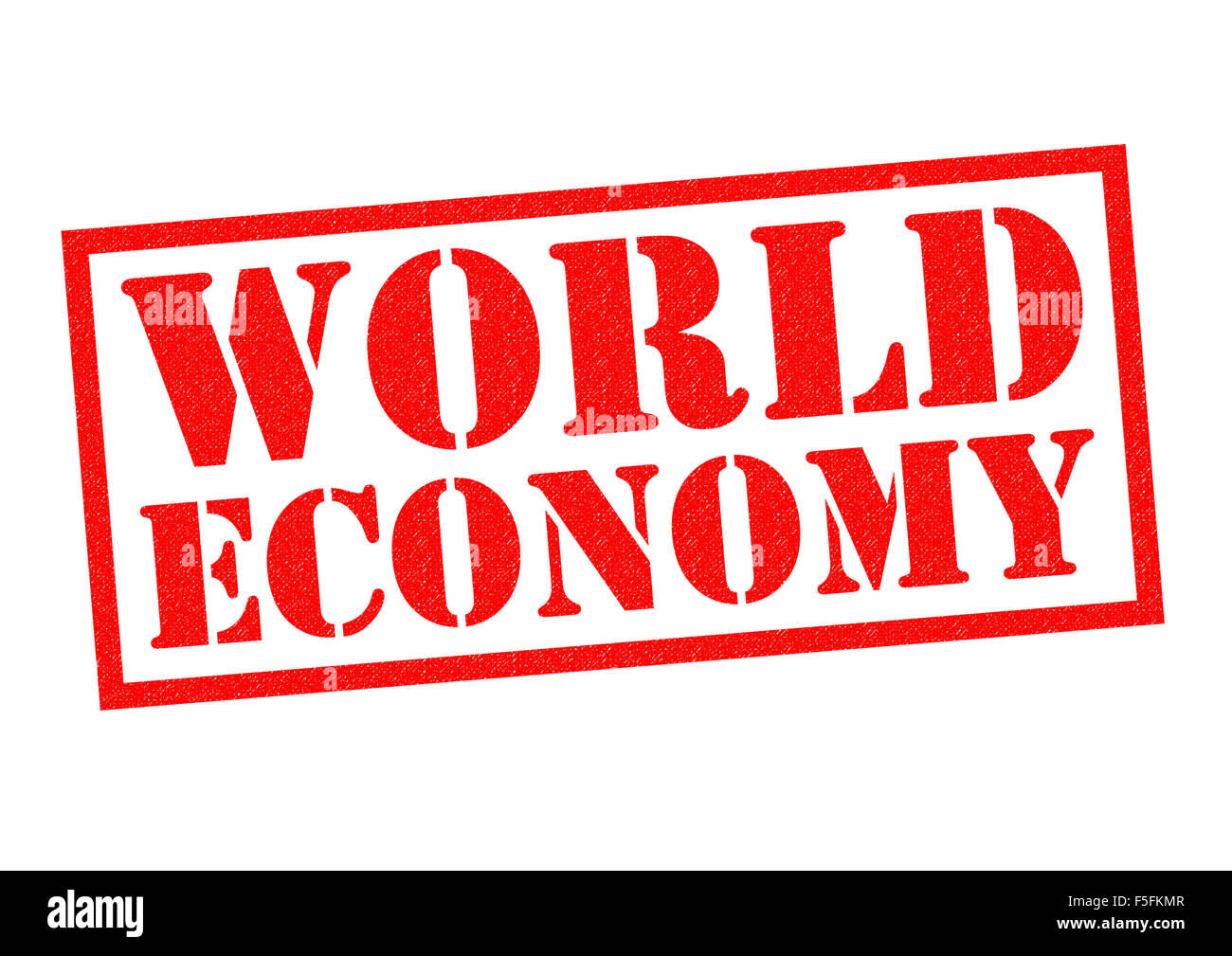 WORLD ECONOMY red Rubber Stamp over a white background Stock Photo - Alamy
