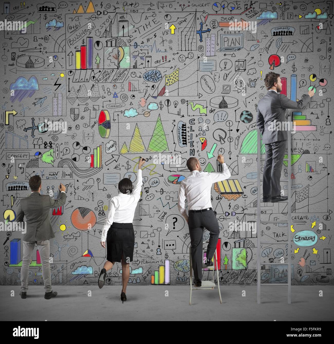 Business project on wall Stock Photo - Alamy