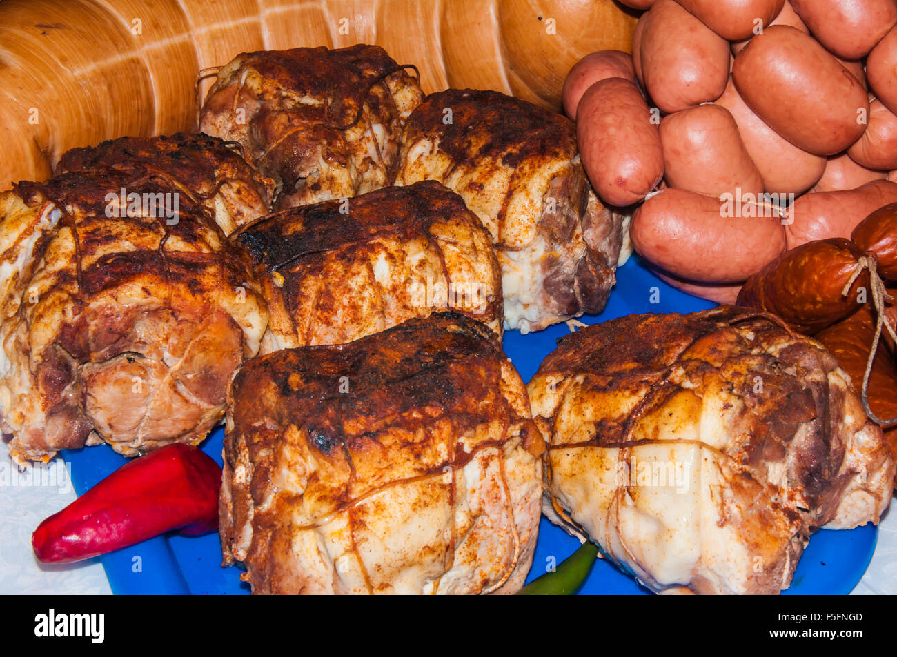 Range of meat products on sale at the Bazaar Stock Photo - Alamy