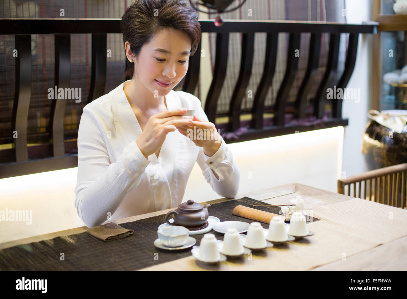Woman drinks afternoon tea hi-res stock photography and images - Alamy