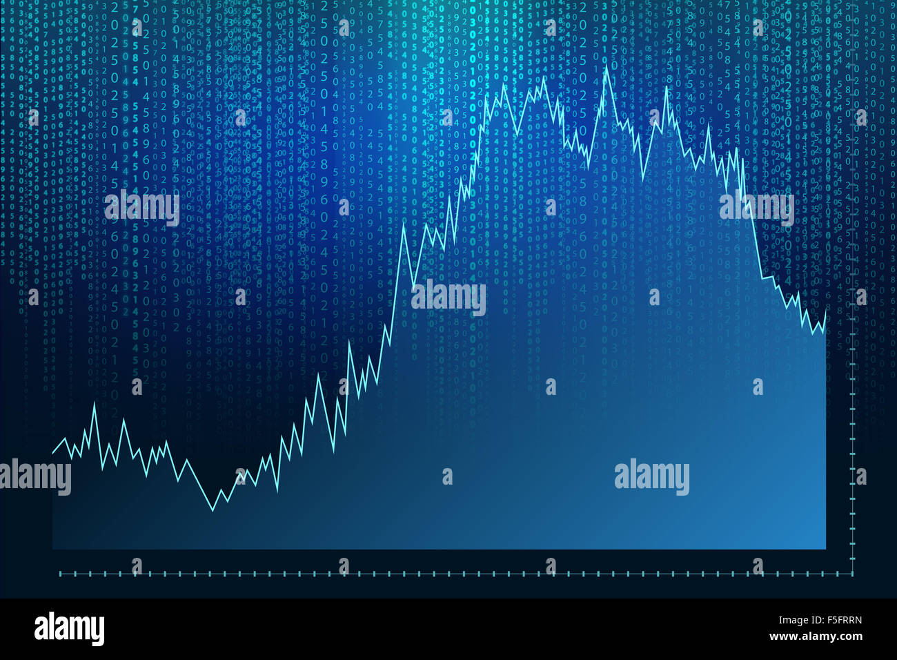 Matrix background with graph and green blue symbols Stock Photo - Alamy