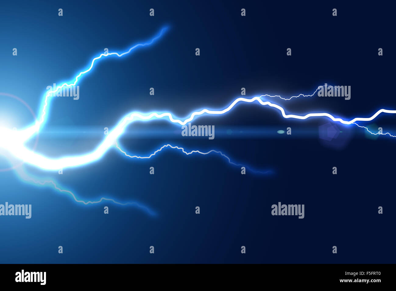 Bright lightning strike on the blue background Stock Photo - Alamy