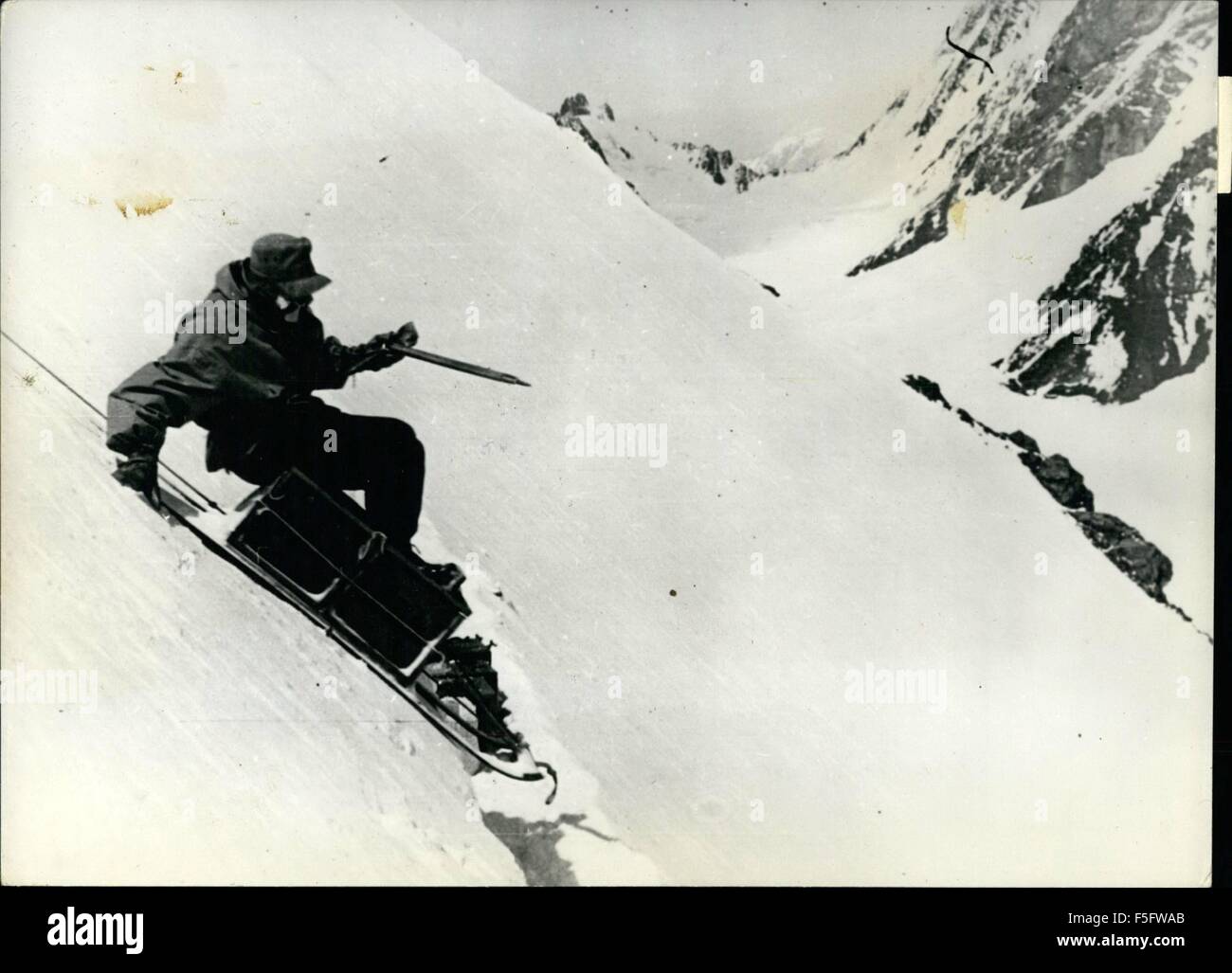 1952 - The supply problem: lowering a sled made from empty supply cases ...