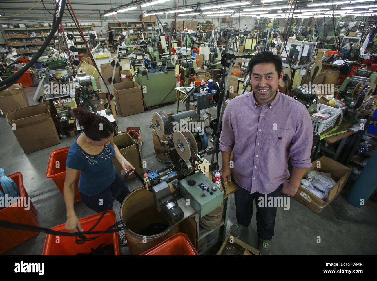 Los Angeles, California, USA. 21st Oct, 2015. Malan Lai, president, Ucan Zippers. © Ringo Chiu ...