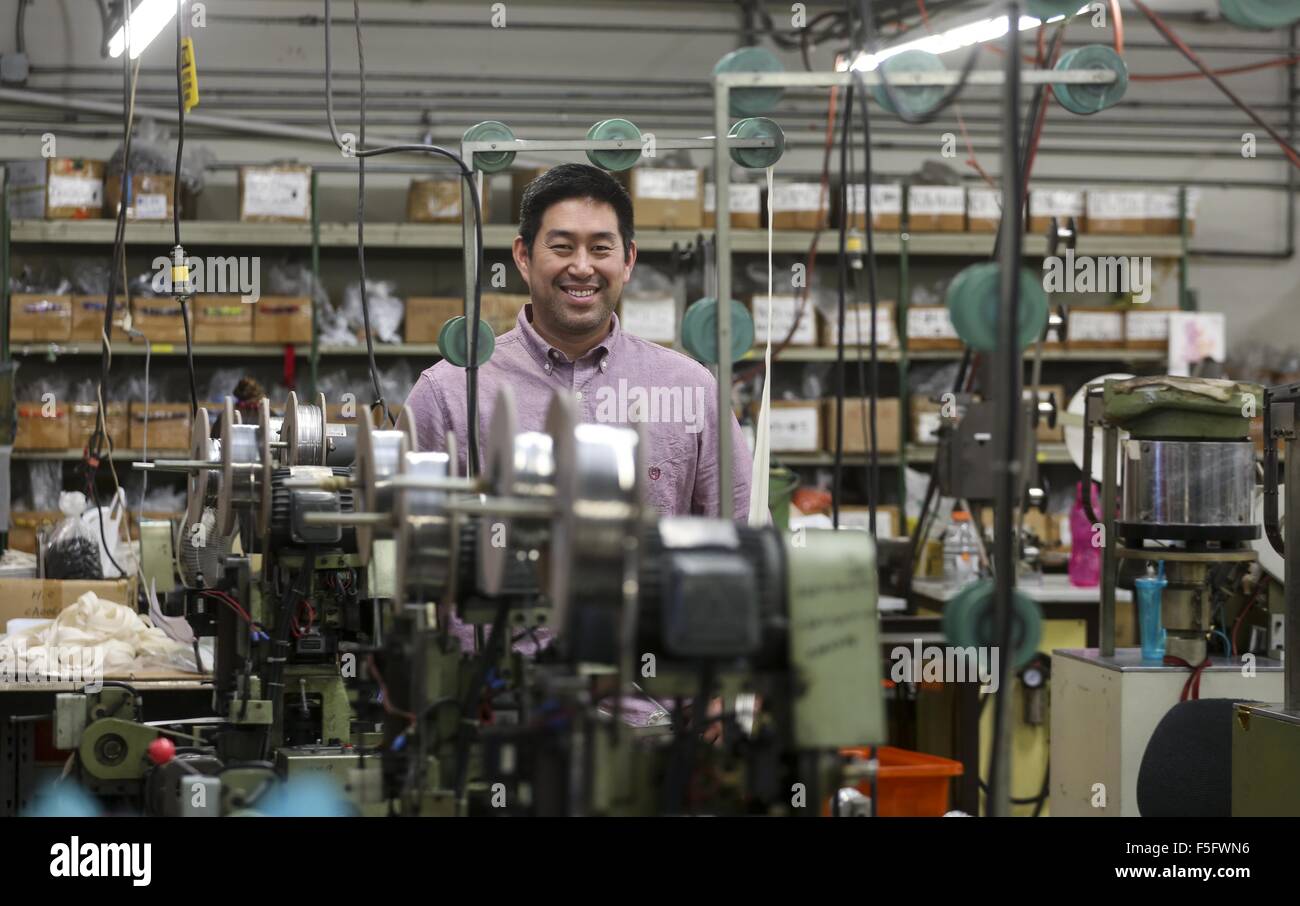 Los Angeles, California, USA. 21st Oct, 2015. Malan Lai, president, Ucan Zippers.(Photo by Ringo ...