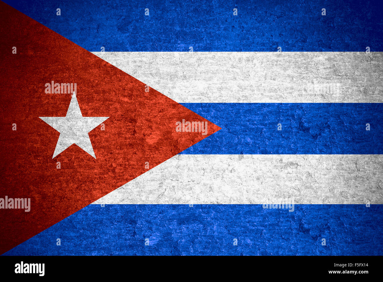flag of Cuba or Cuban banner on old metal texture background Stock ...