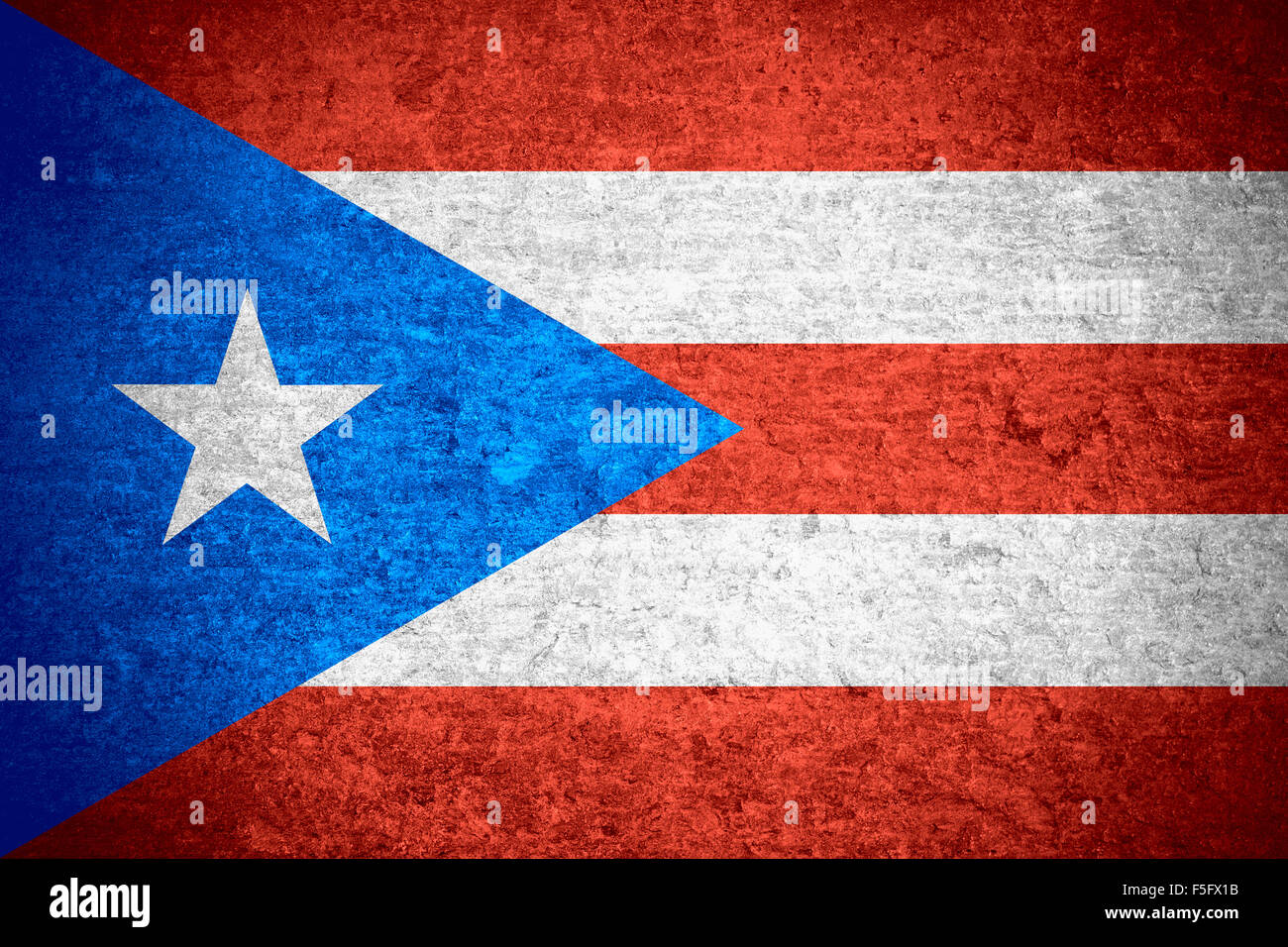 flag of Puerto Rico or Puerto Rican banner on old metal texture ...