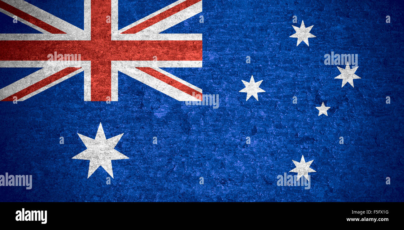 flag of Australia or Australian banner on old metal texture background ...