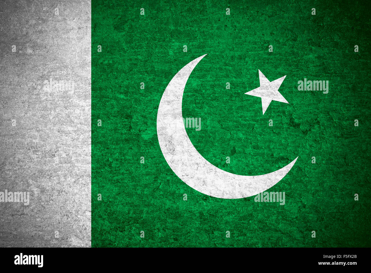 flag of Pakistan or Pakistani banner on old metal texture background ...