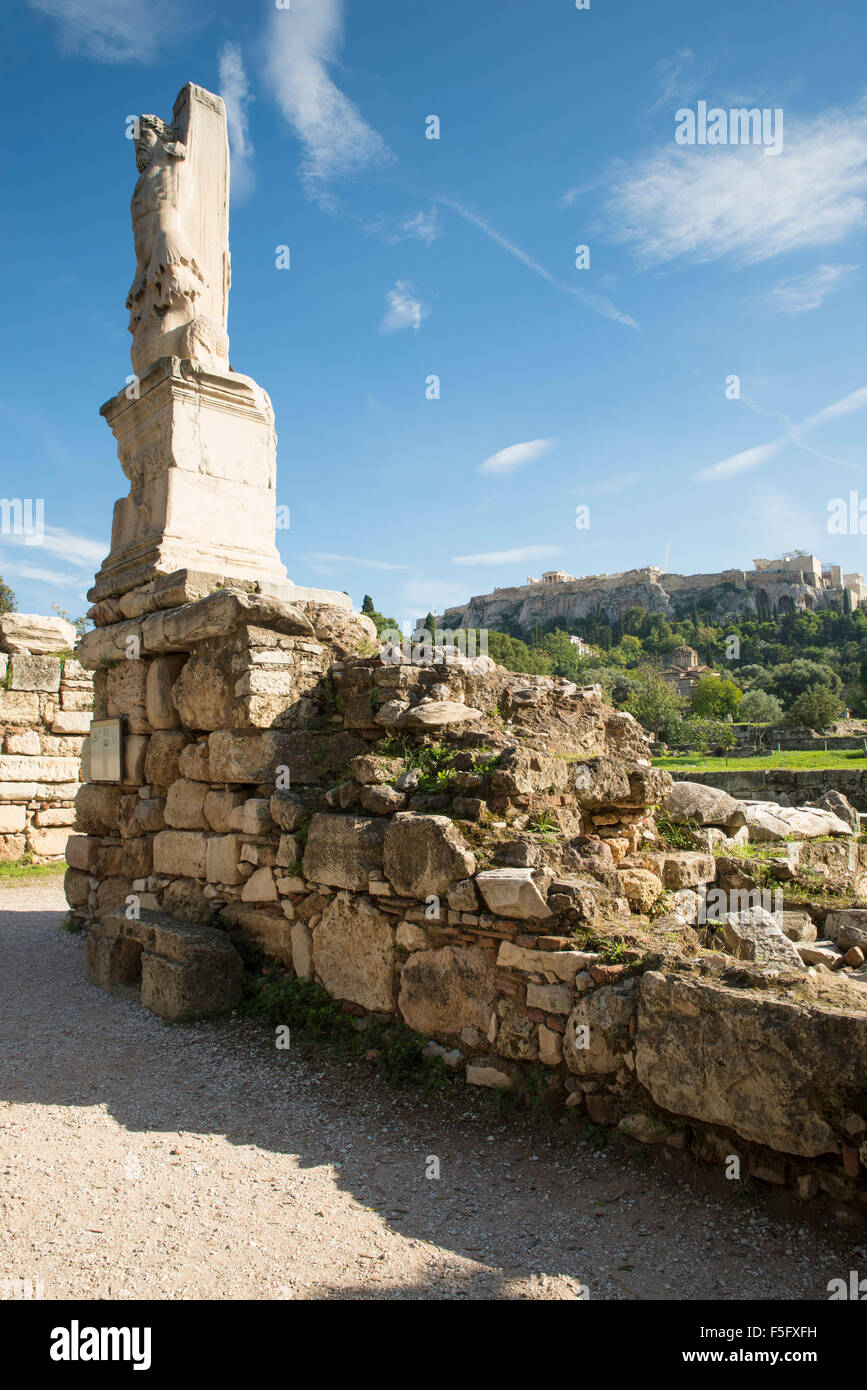 Tritons of the Odeion of Agrippa. Ancient Agora. In the background is ...