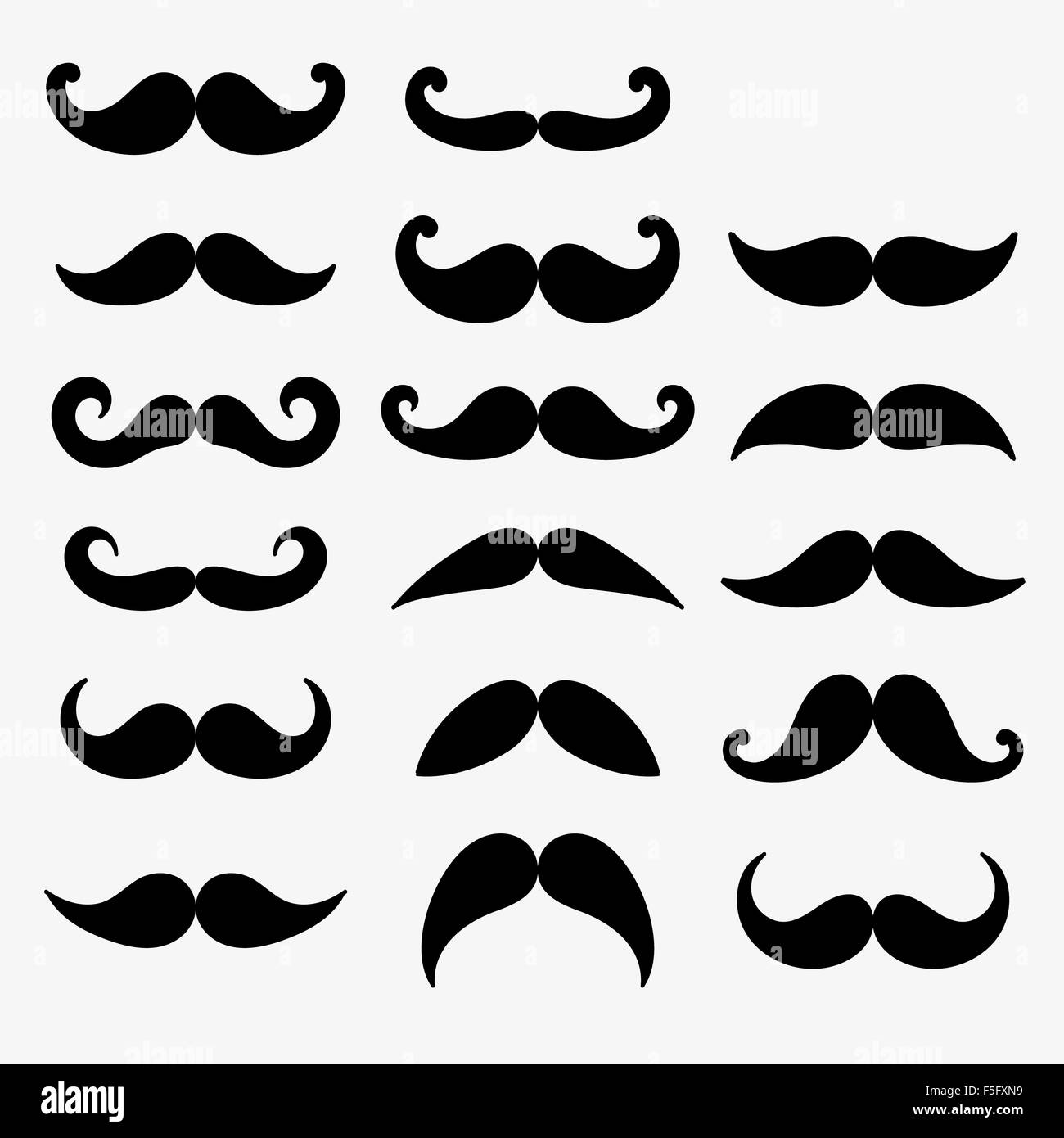 Vector illustration of mustache icons isolated set Stock Photo - Alamy