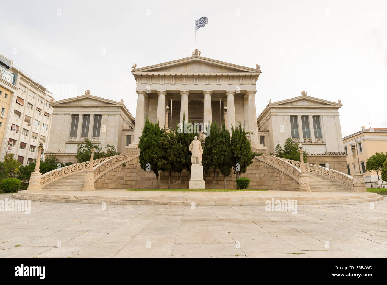 The National Library of Greece.The neoclassical marble building is ...