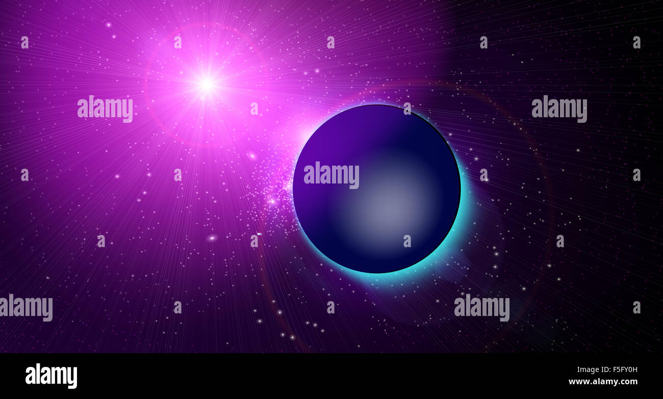 Planet sphere in a beautiful abstract space. Nebula and flash in cosmos ...