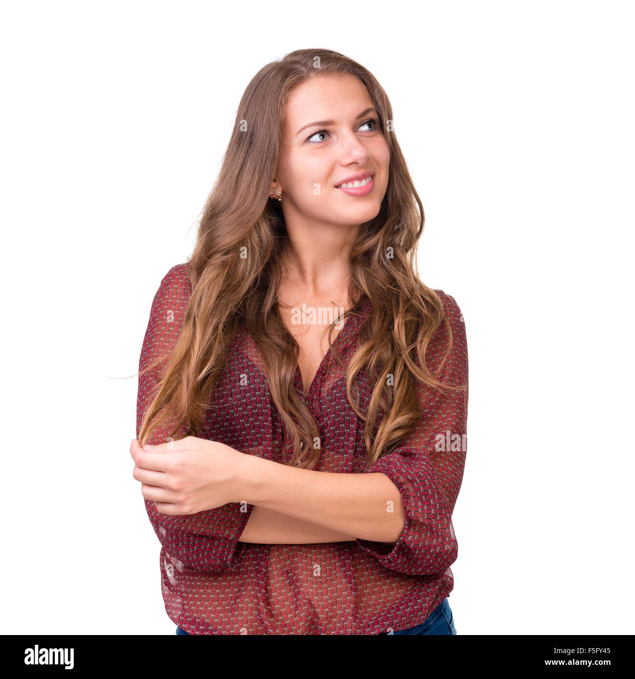 Beautiful woman portrait smiling - isolated over a white Stock Photo ... Beautiful woman portrait smiling - isolated over a white Stock Photo ...