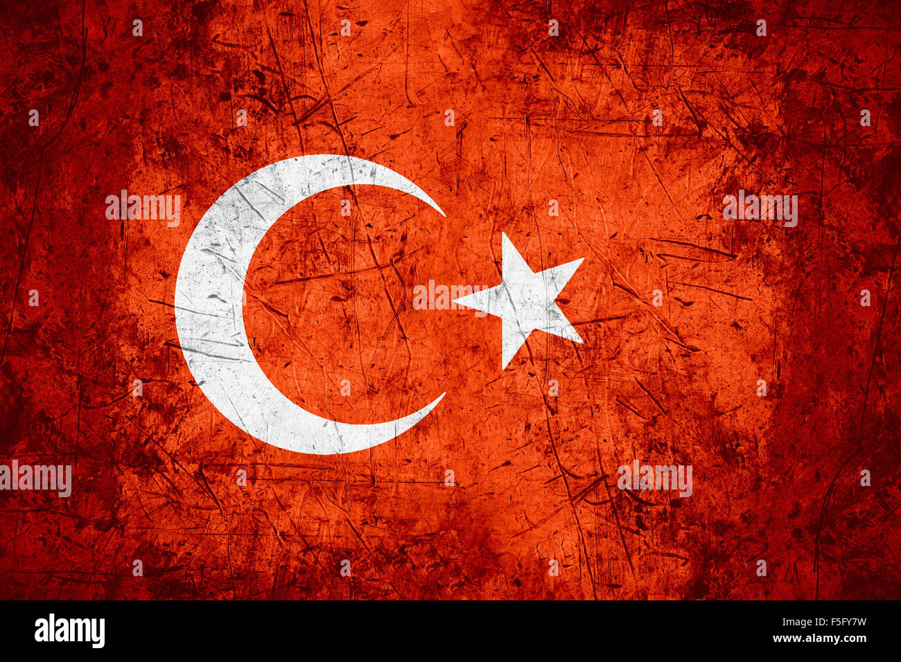flag of Turkey or Turkish banner on rough pattern metal background ...
