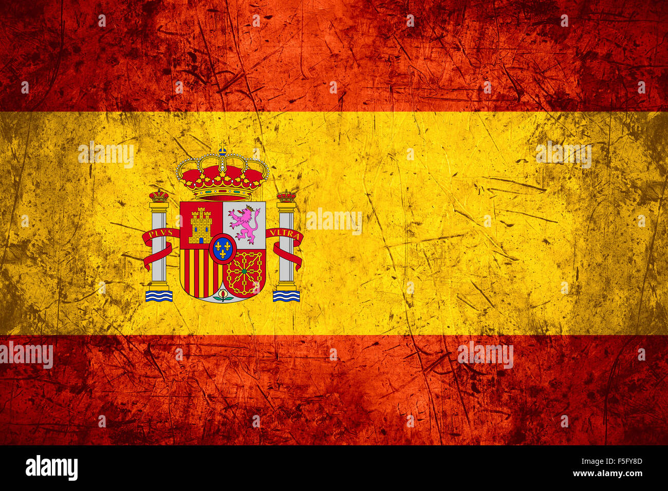 flag of Spain or Spanish banner on rough pattern metal background Stock ...