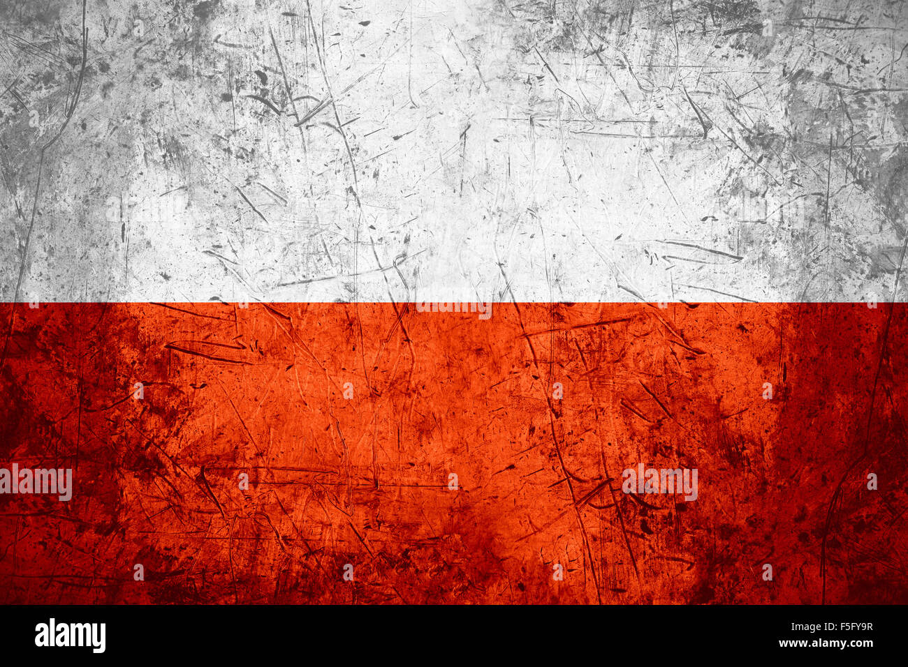 flag of Poland or Polish banner on rough pattern metal background Stock ...