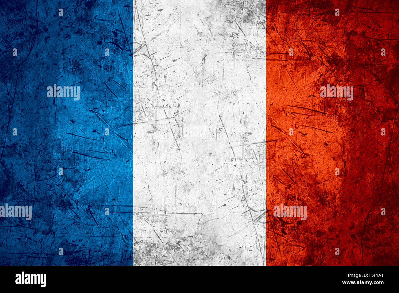flag of France or French banner on rough pattern metal background Stock ...