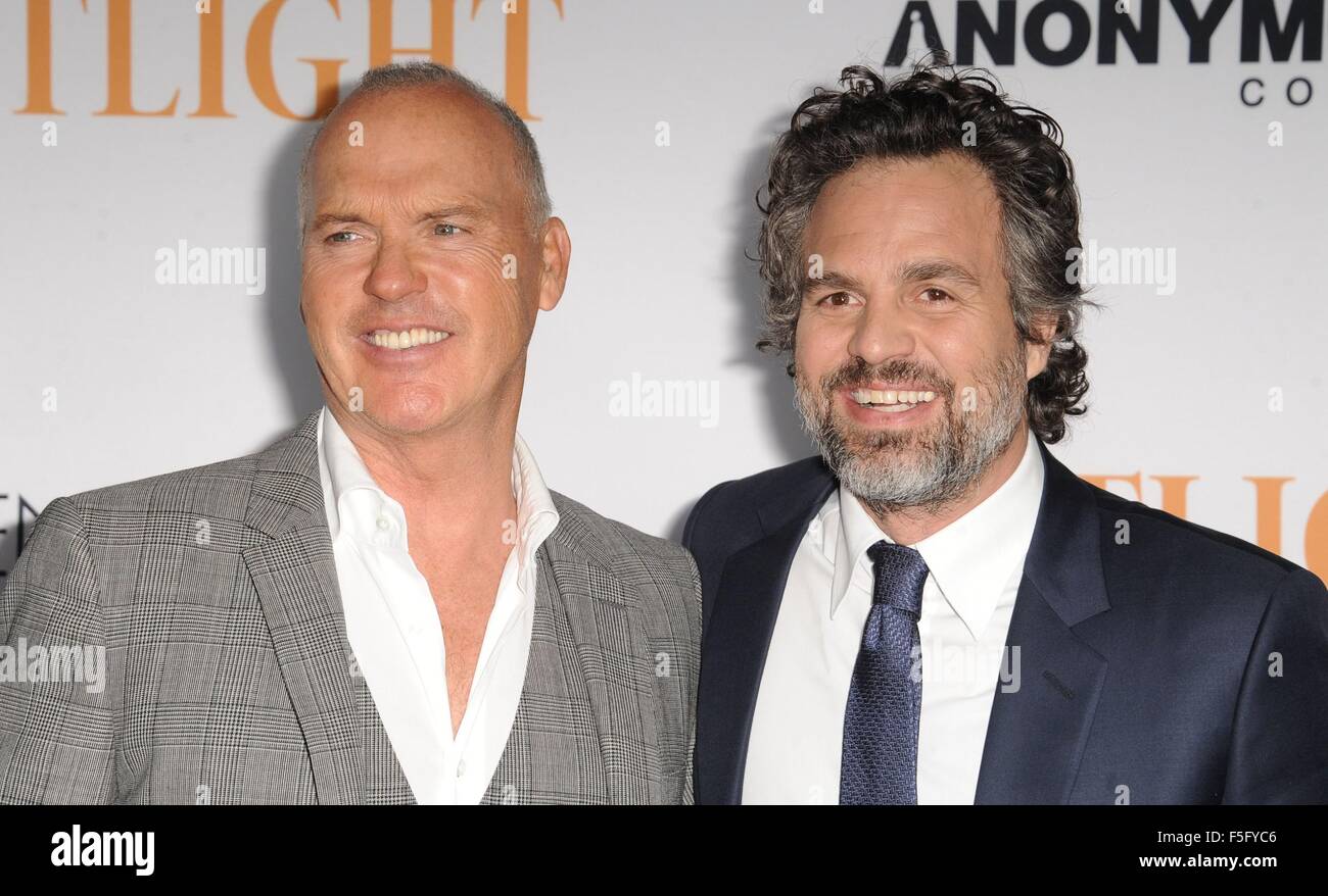 New York, NY, USA. 3rd Nov, 2015. Michael Keaton, Mark Ruffalo at ...