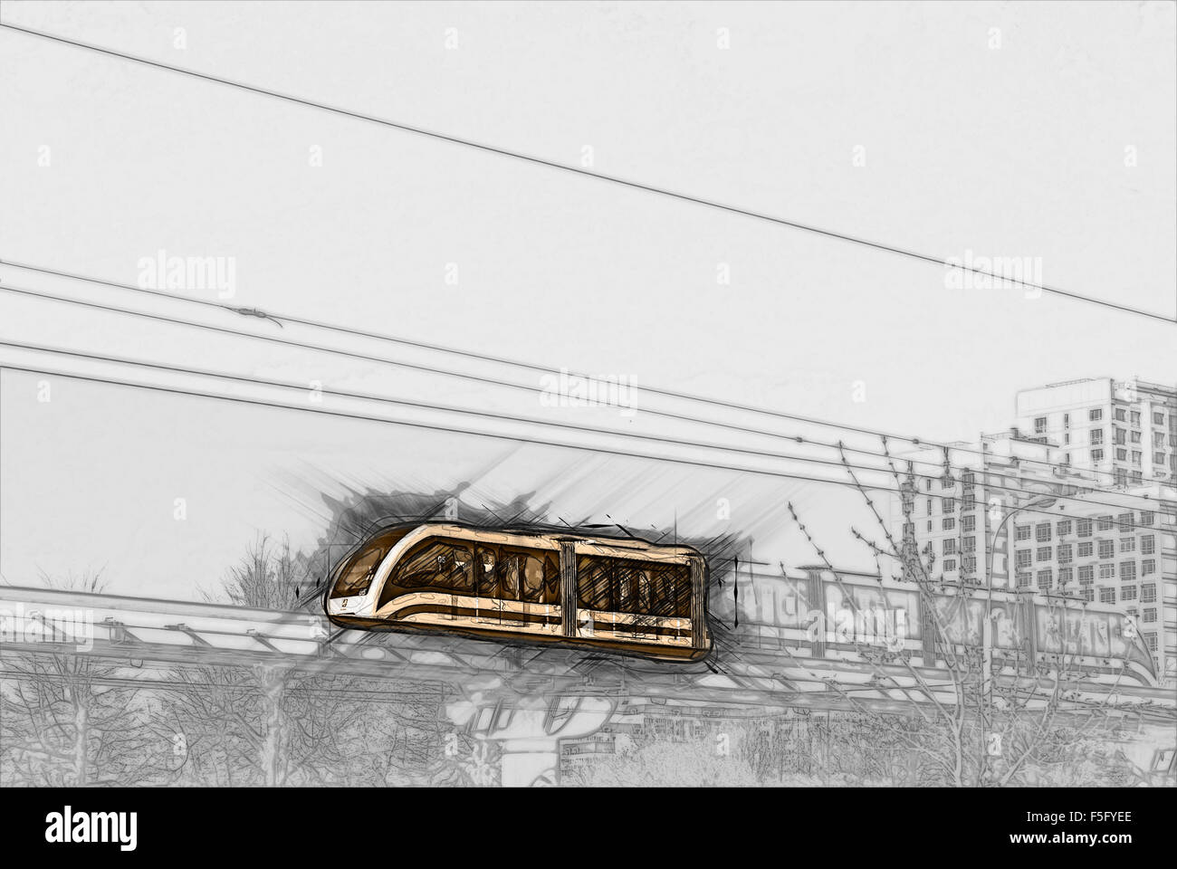 Elevated rapid transit system Stock Photo - Alamy