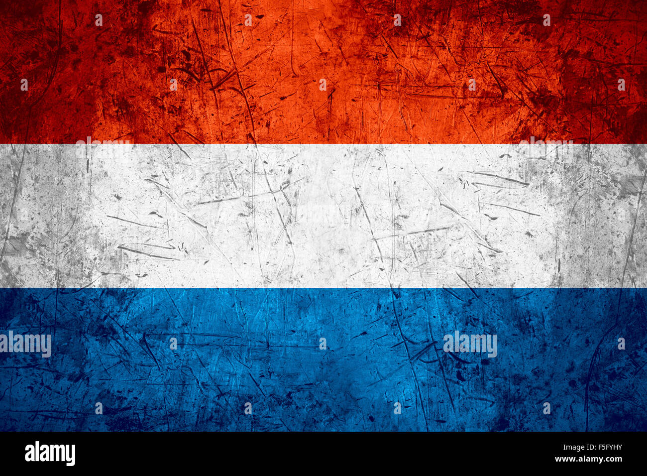 flag of Netherlands or Dutch banner on rough pattern metal background ...