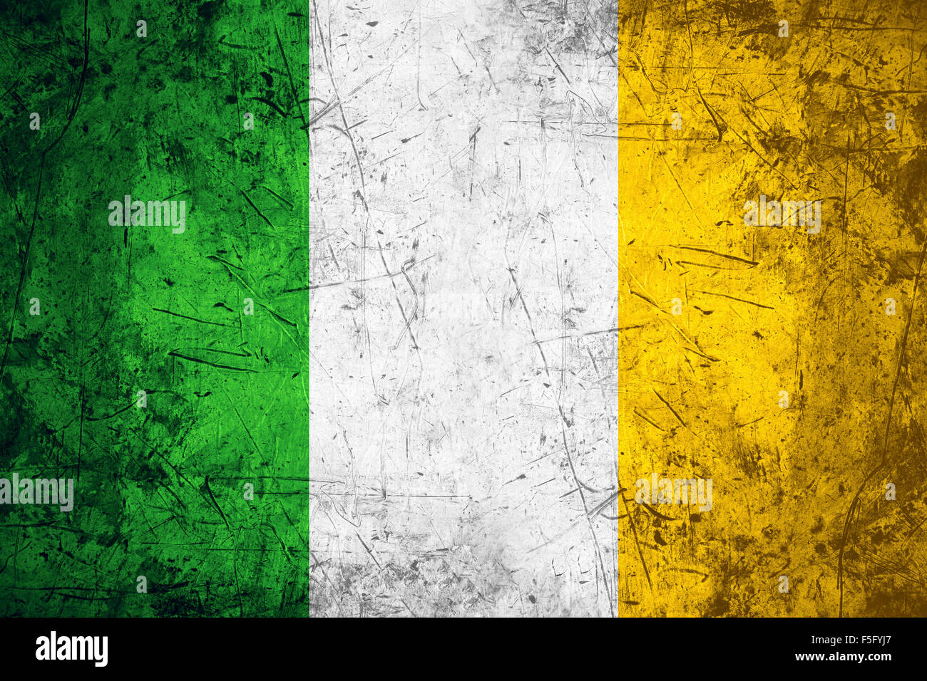 flag of Ireland or Irish banner on rough pattern metal background Stock ...