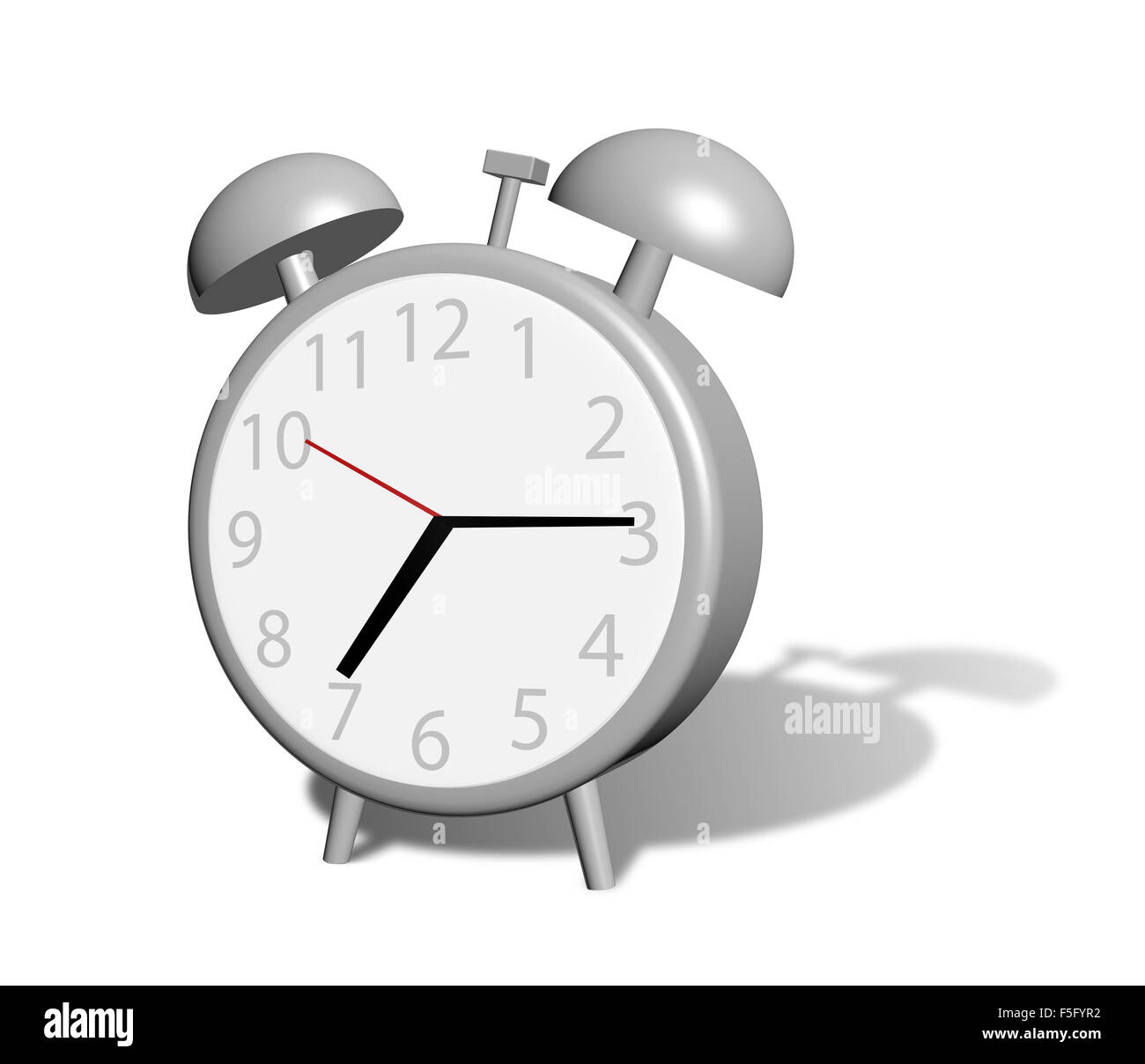 Big gray alarm clock, isolated on white Stock Photo - Alamy