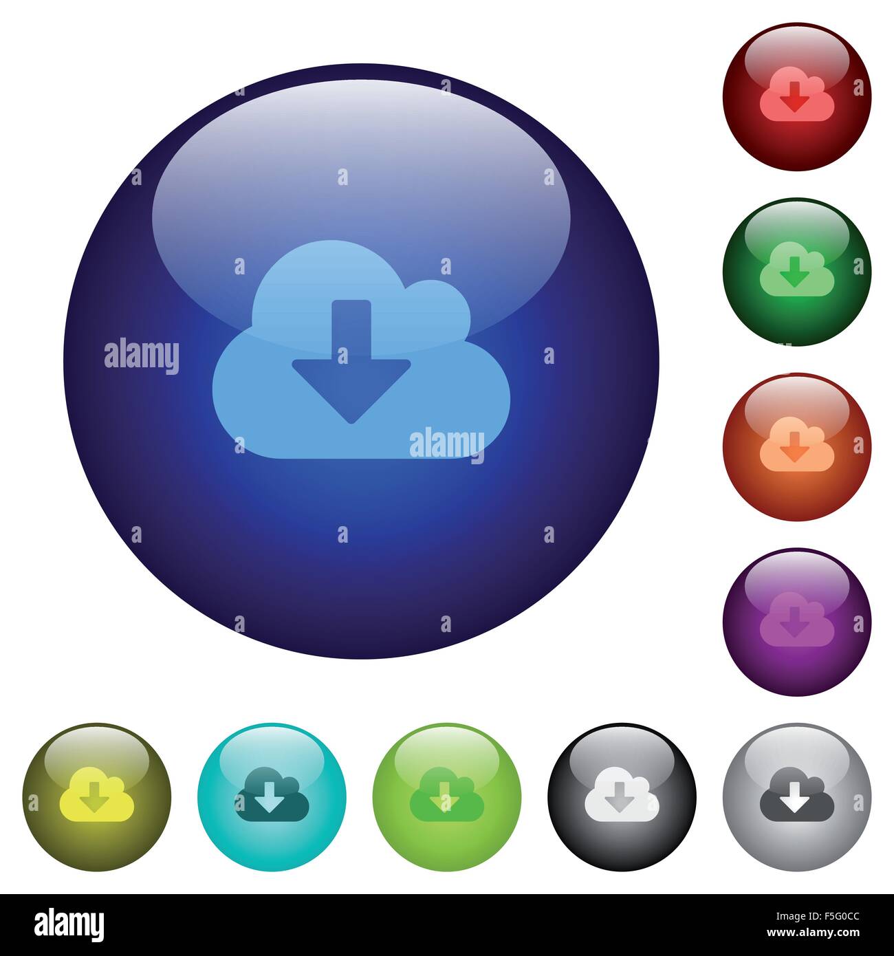 Set of color cloud download glass web buttons. Arranged layer structure Stock Vector Image & Art ...