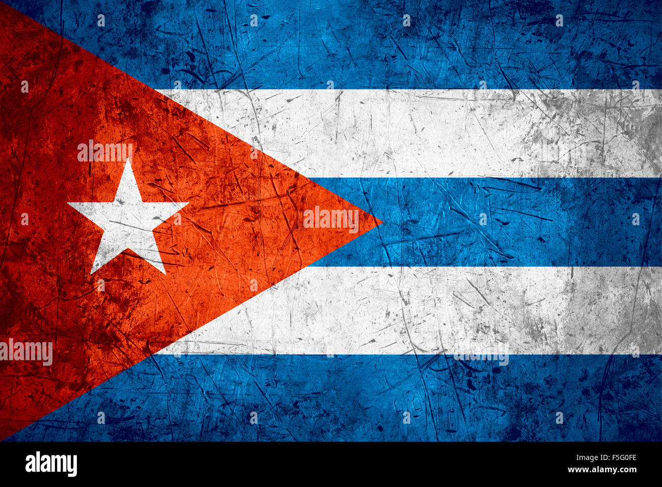 flag of Cuba or Cuban banner on rough pattern metal background Stock ...