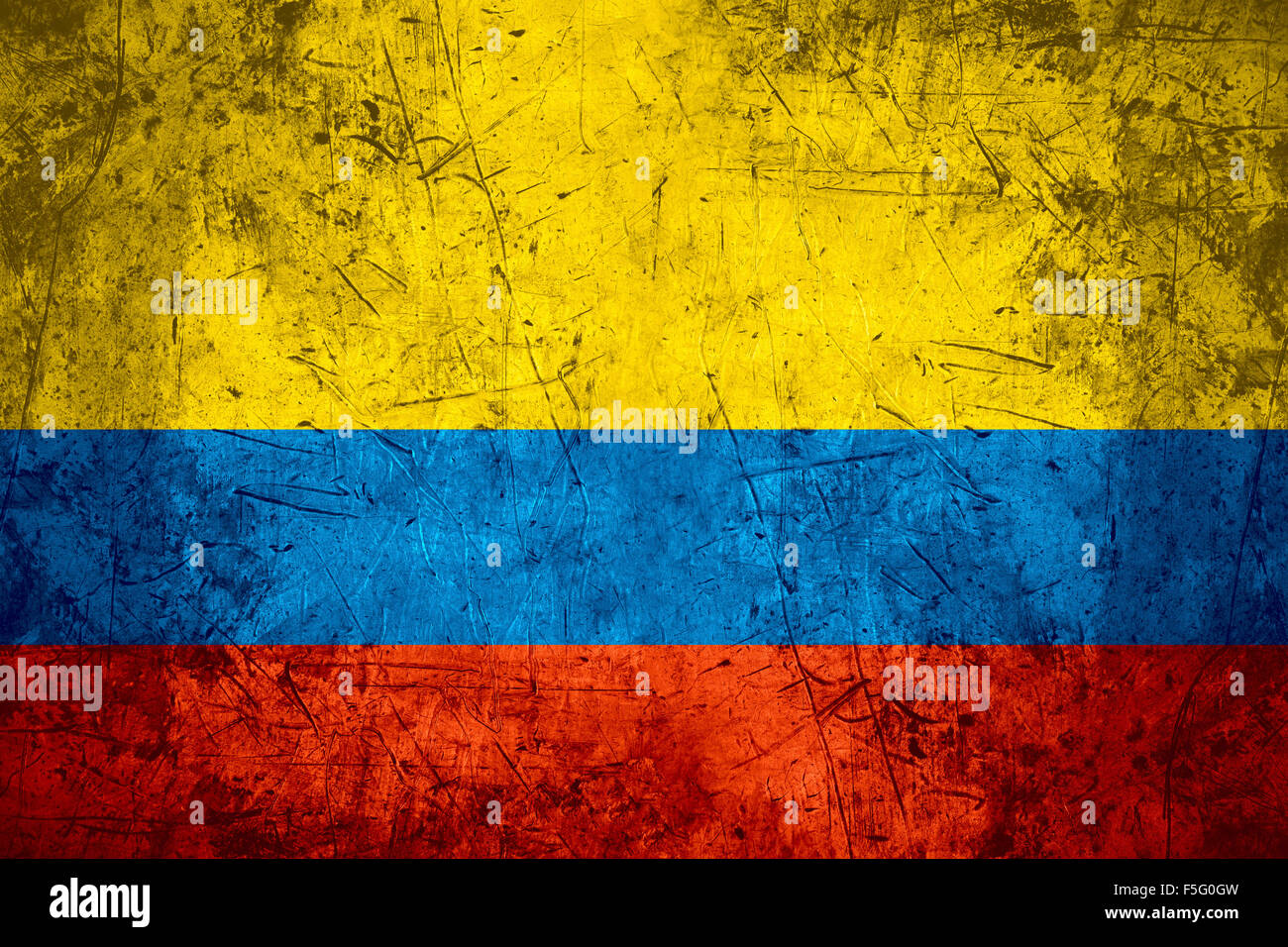 flag of Colombia or Colombian banner on rough pattern metal background ...