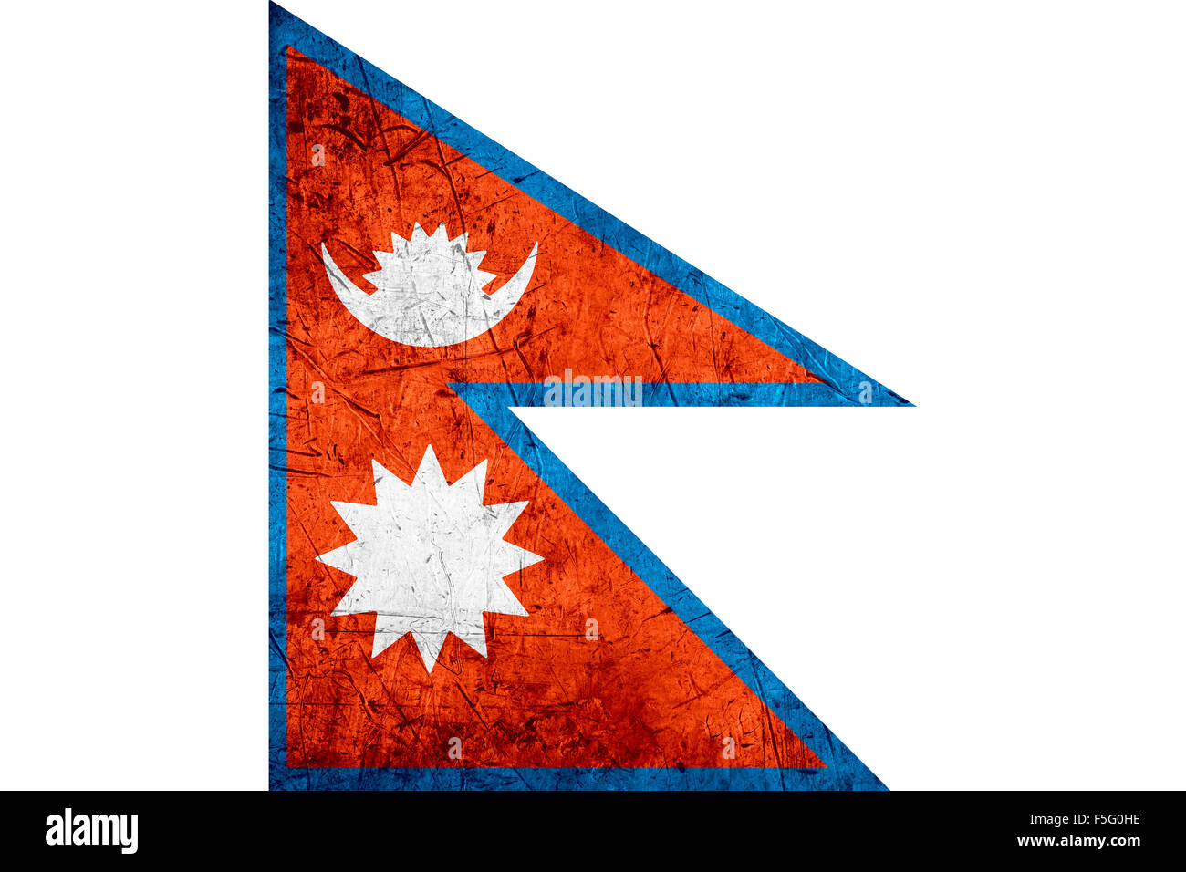 flag of Nepal or Nepali banner on rough pattern metal background Stock ...