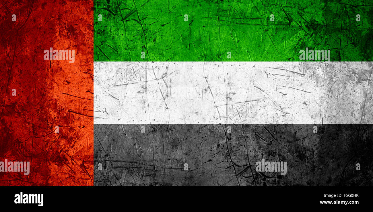 flag of United Arab Emirates or United Arabian Emirates banner on rough ...