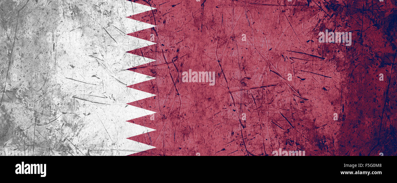 flag of Qatar or Qatari banner on rough pattern metal background Stock ...