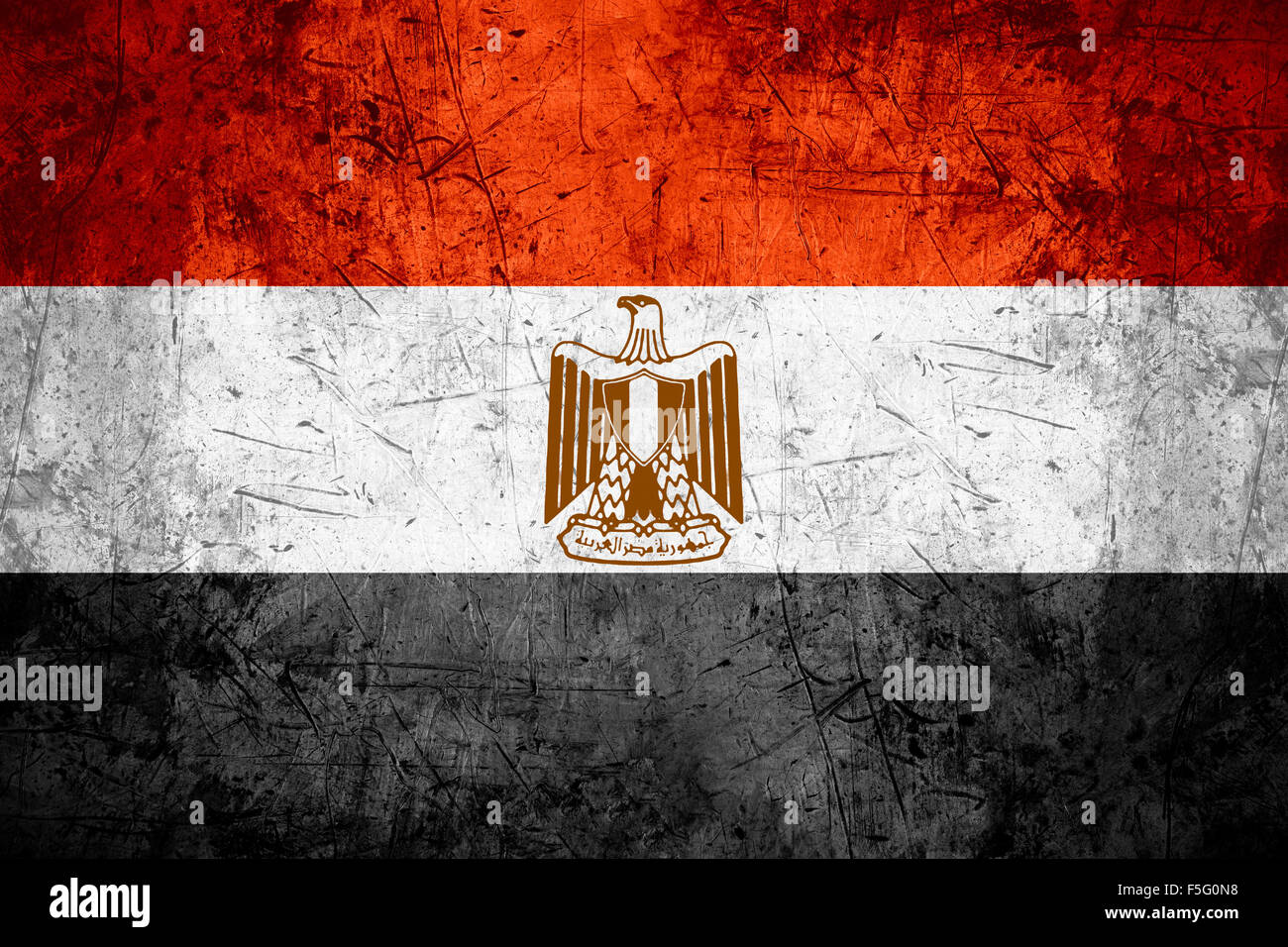 flag of Egypt or Egyptian banner on rough pattern metal background ...