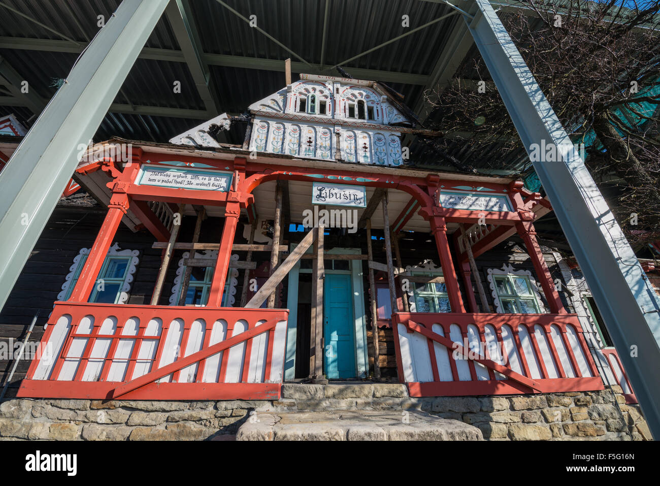 combusted Jurkovic houses in the Pustevny , Beskydy Mountains, Libusin ...