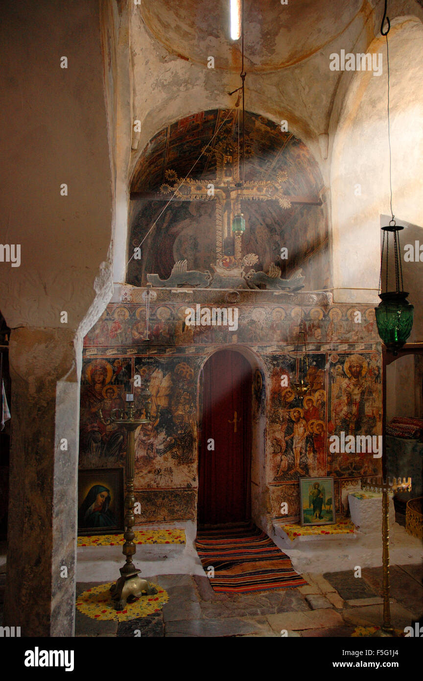 Interior of the Byzantine church of Ag. Ioannis at Platsa, Exo Mani ...