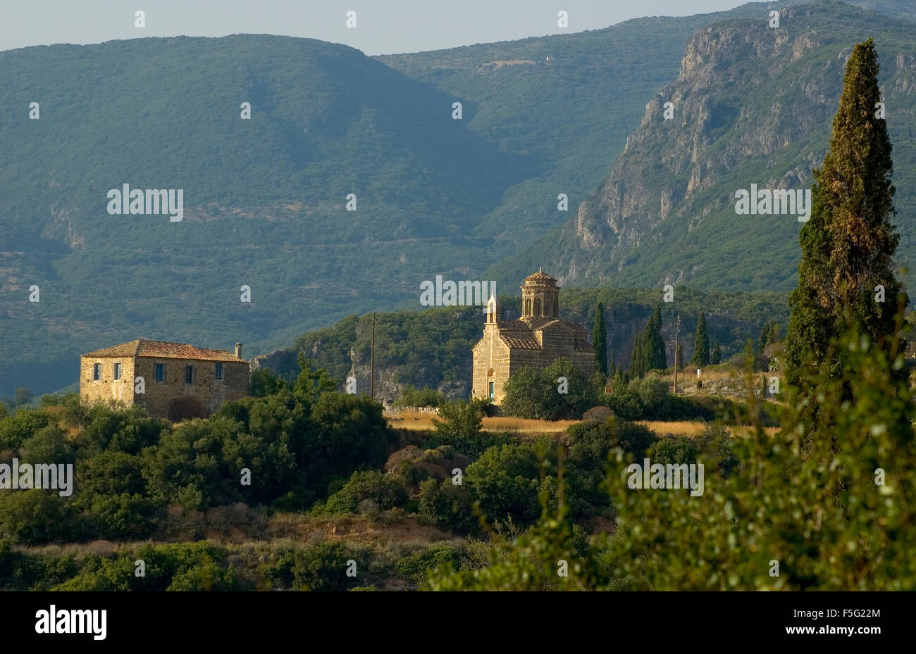 Byzantine church of Ag. Sophia in evening light Stock Photo - Alamy