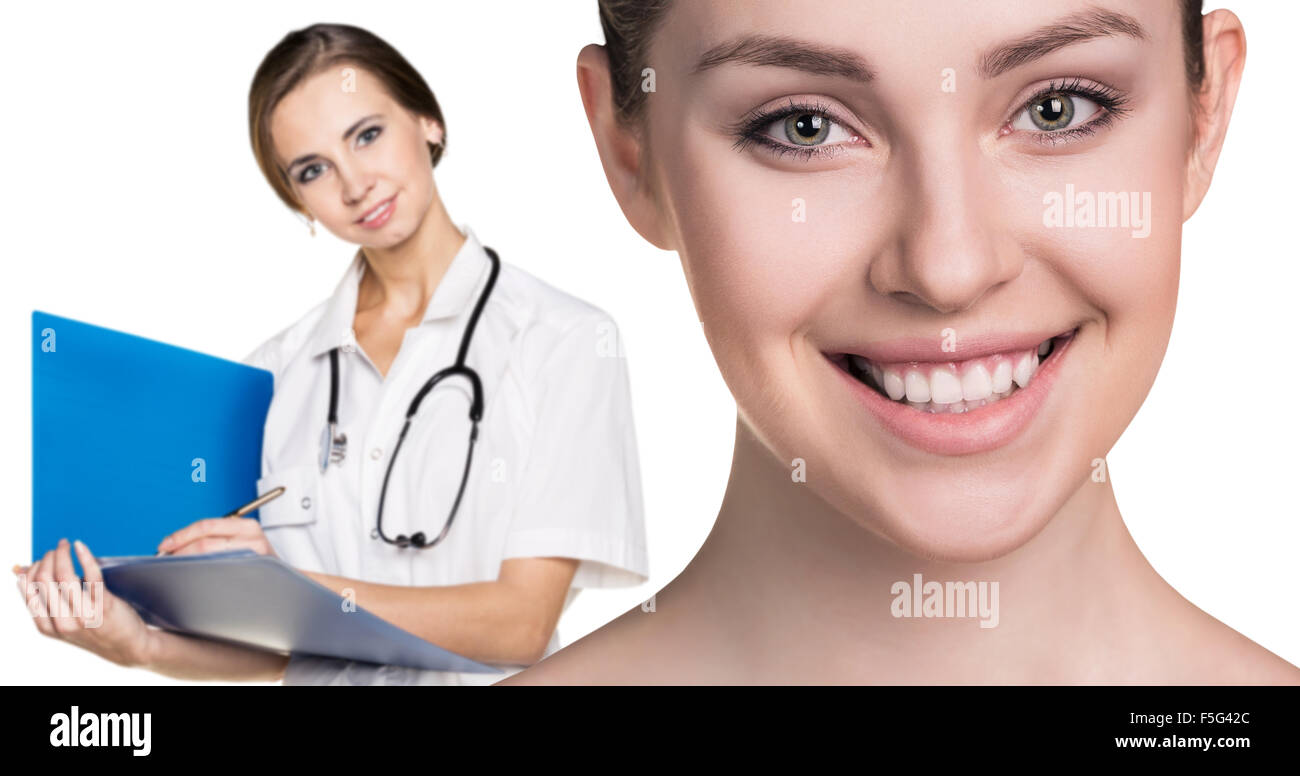 Doctor woman and beautiful patient Stock Photo - Alamy