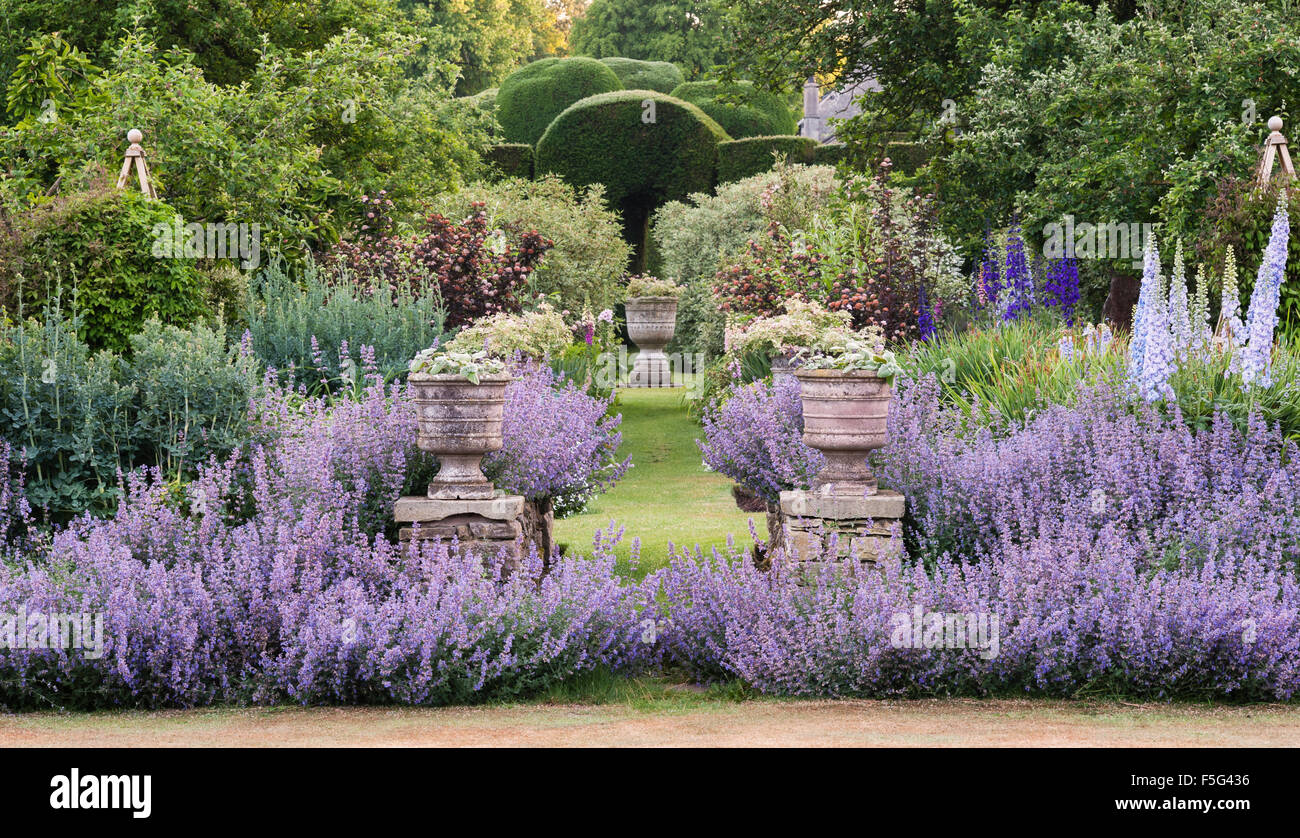 Levens Hall, Cumbria, UK. A famous topiary garden. The mixed Pastel ...