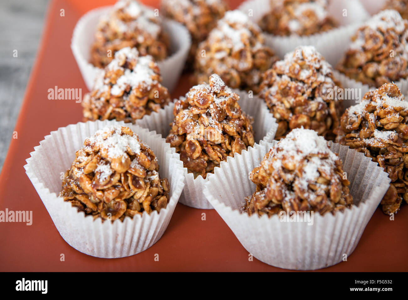 Corn Flake Dessert With Caramel Stock Photo - Alamy