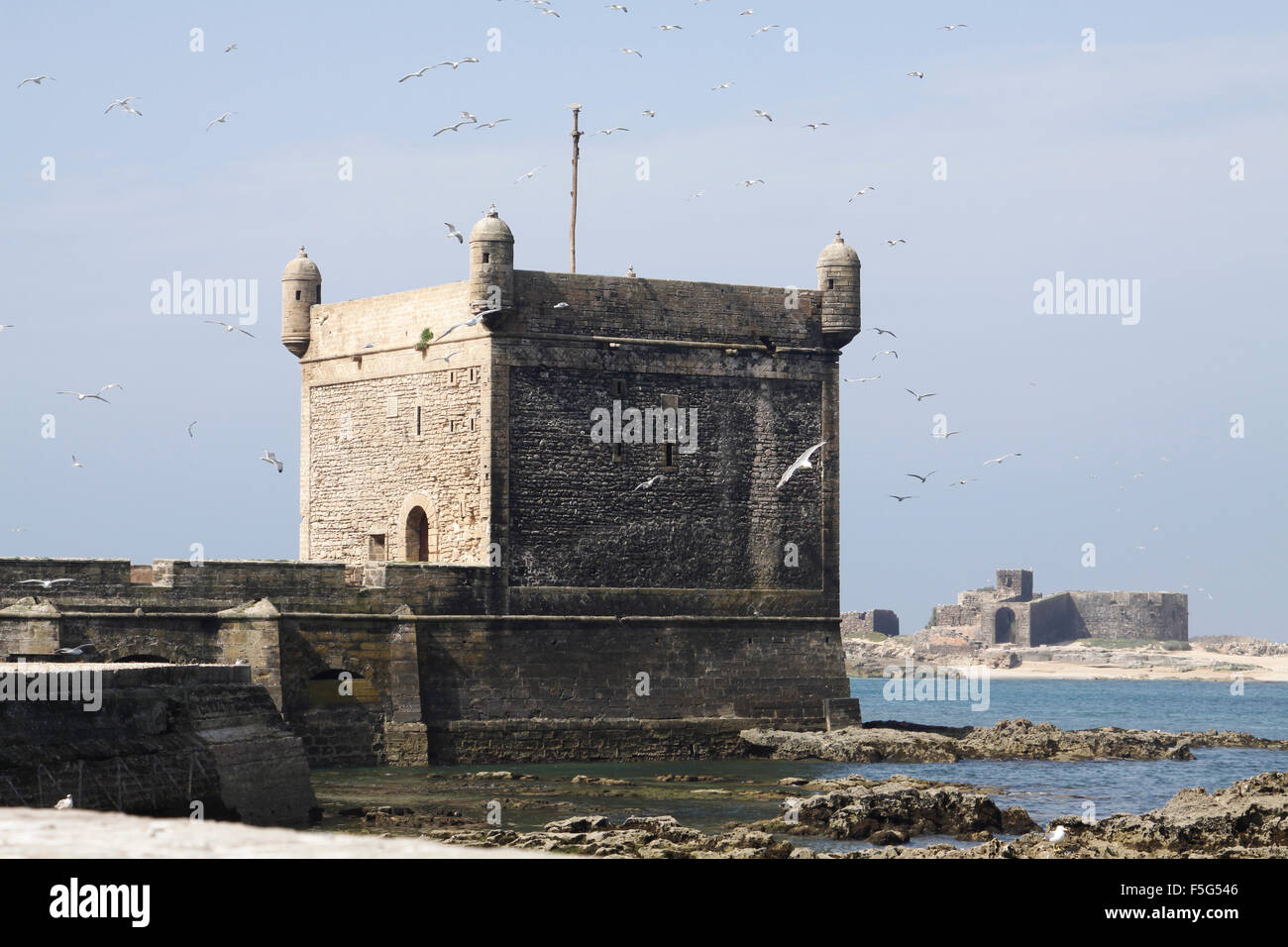 Fort with watchtowers of the Skala du Port in Essaouira, Morocco ...