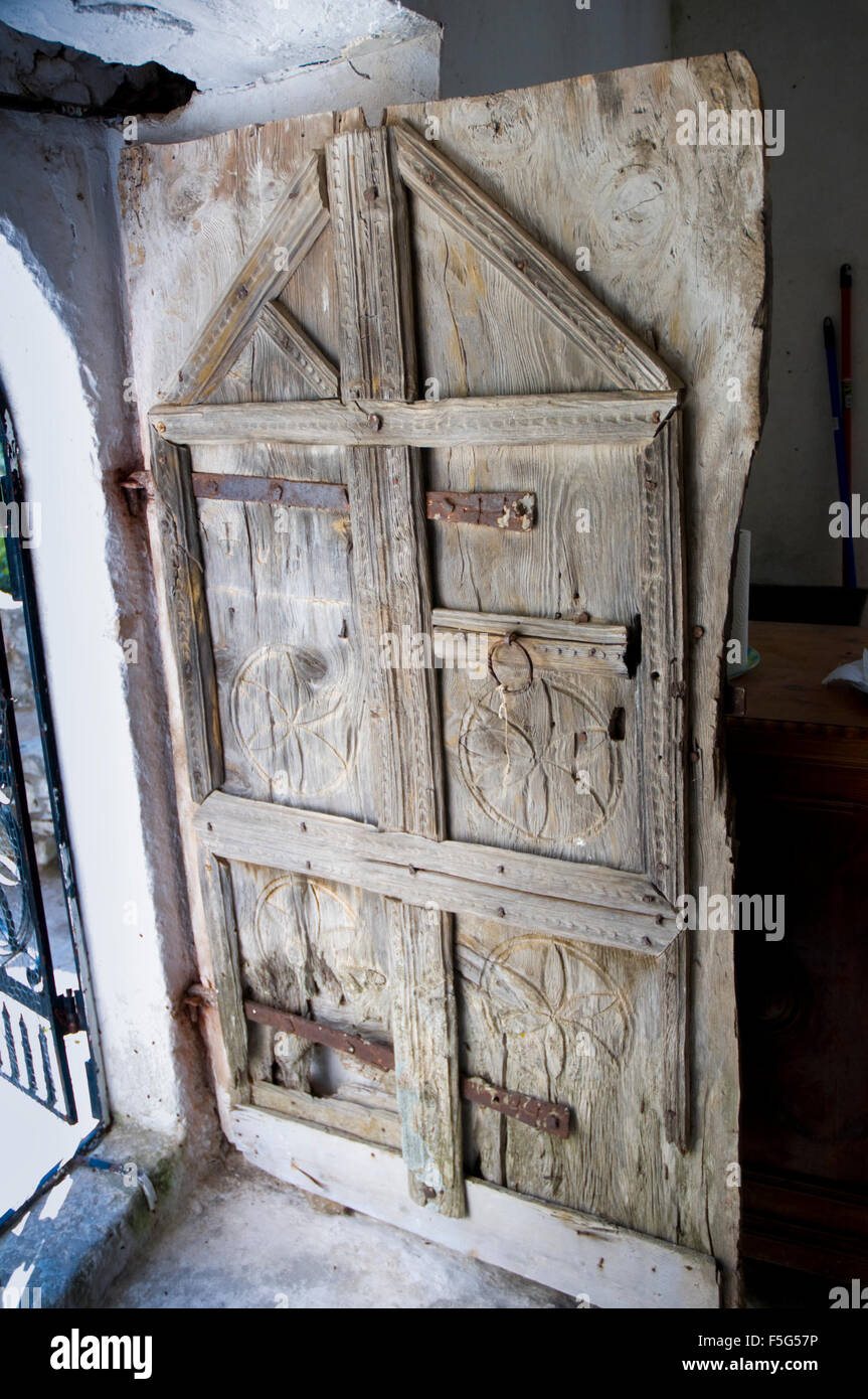 Ancient door to Byzantine church at Viadenitsa Monastery, Exo Mani ...