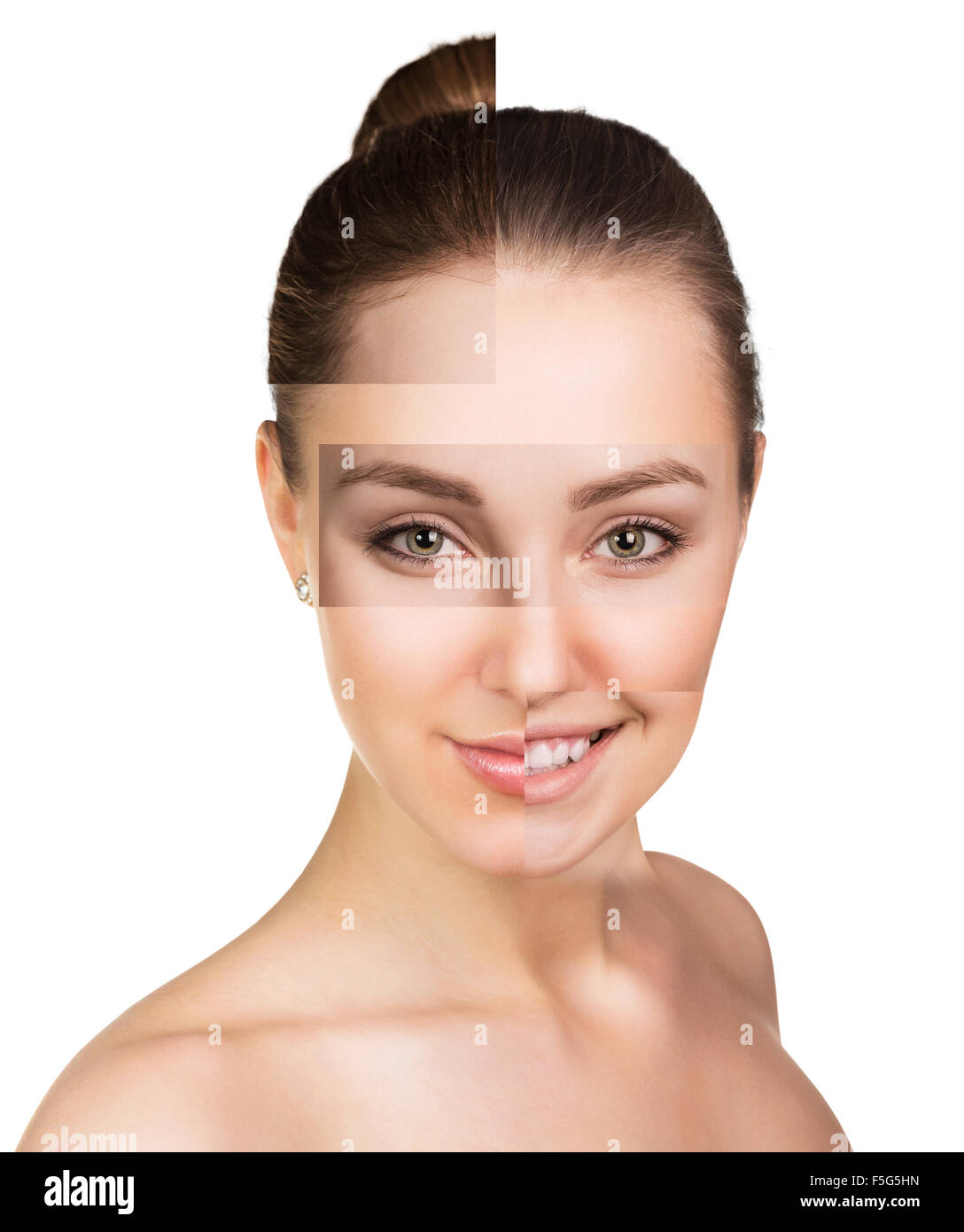 Perfect female face made of different faces Stock Photo - Alamy