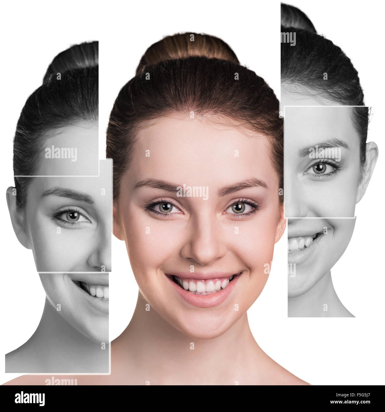 Perfect female face made of different faces Stock Photo - Alamy