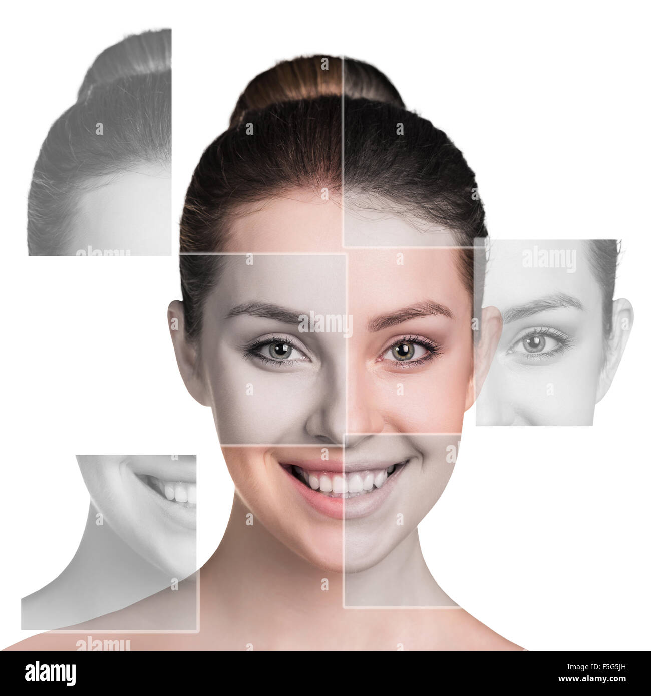 Perfect female face made of different faces Stock Photo - Alamy